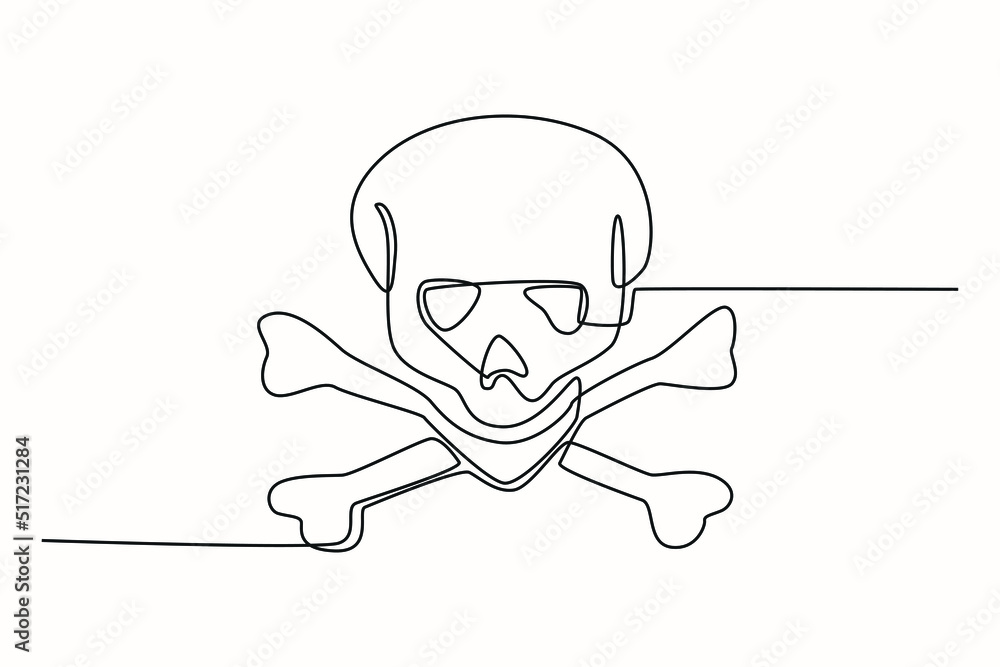 One continuous line drawing of Toxic hazard sign. Warning Concept ...