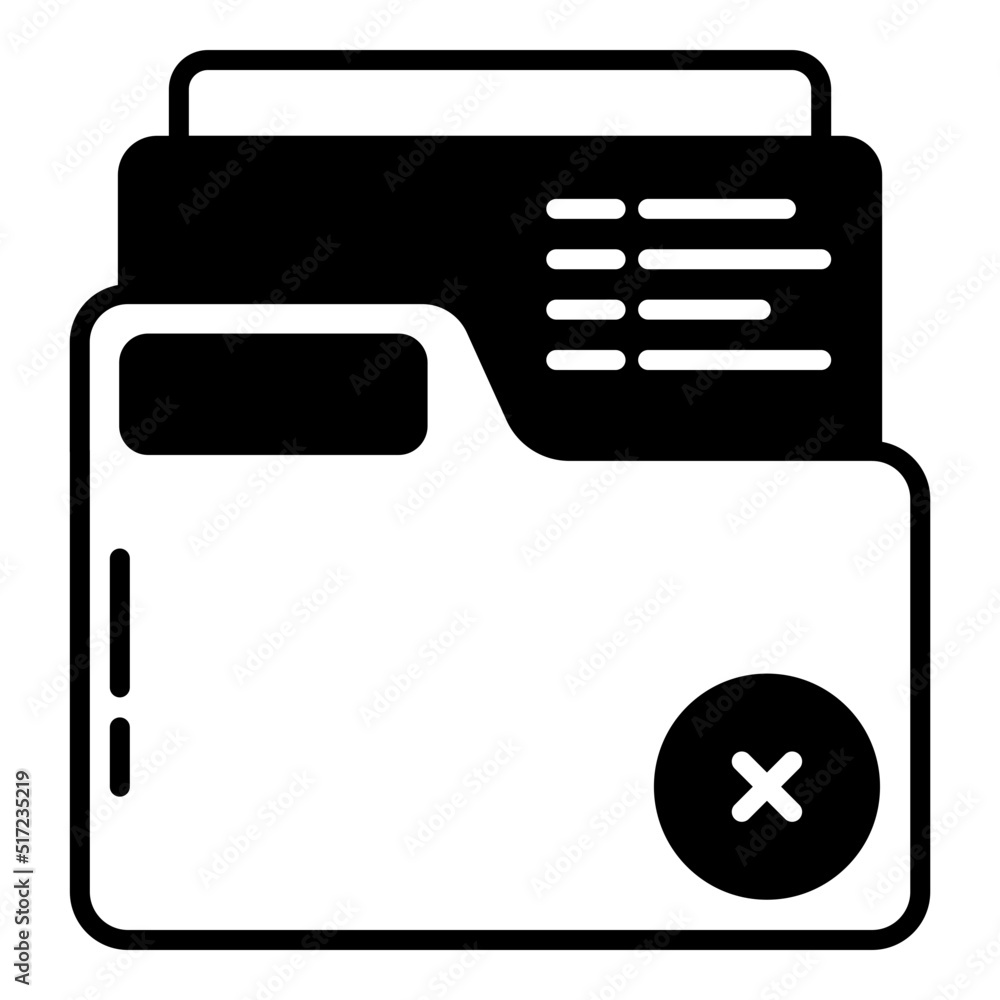 folder icon and cross symbol on transparent background Stock Vector ...