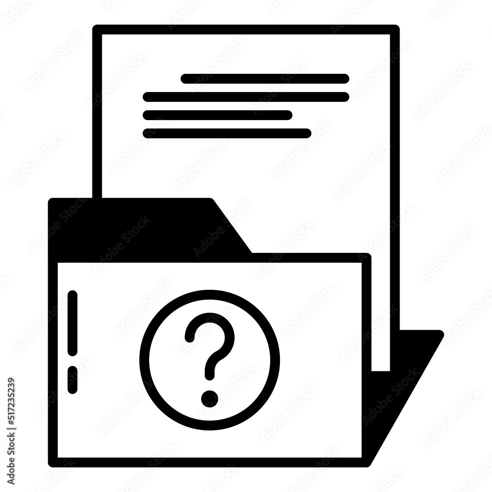 folder icon and question mark on transparent background Stock Vector ...