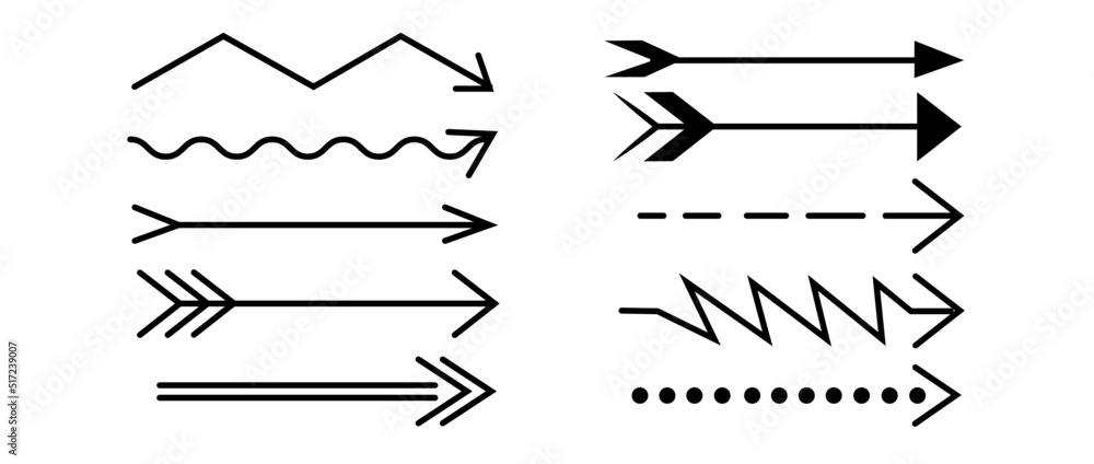 Vector Black Arrows Set on White Background. Arrow, Cursor and pointers ...