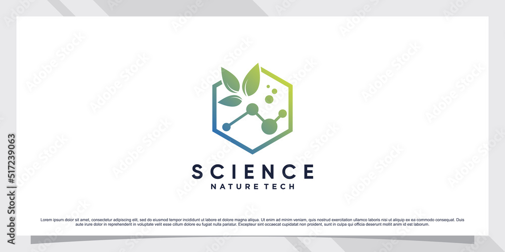 Science molecule logo design for technology with leaf and shape concept ...