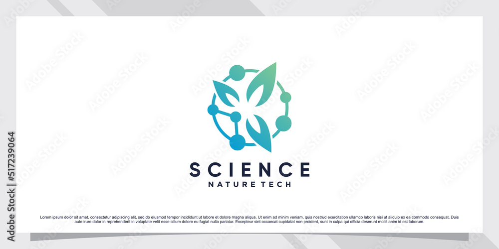 Science molecule logo design for technology with leaf and shape concept ...