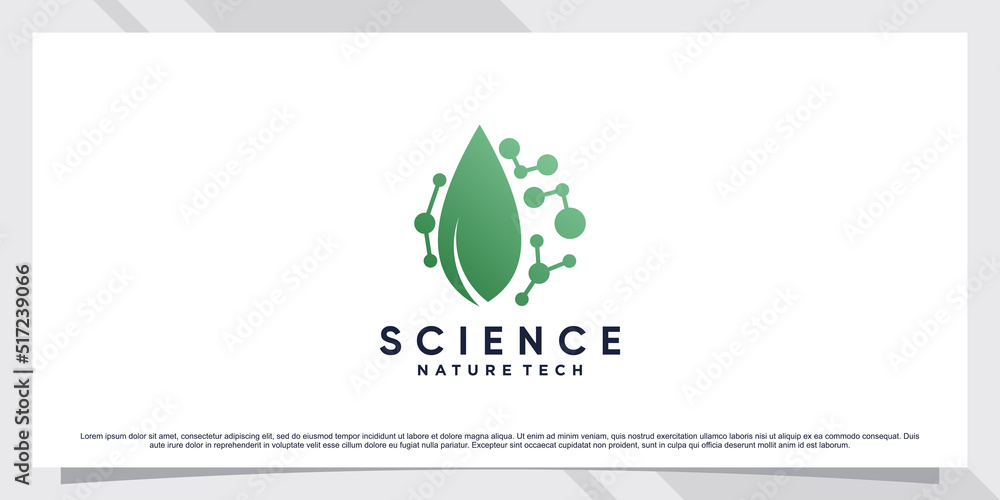 Science molecule logo design for technology with leaf and shape concept ...