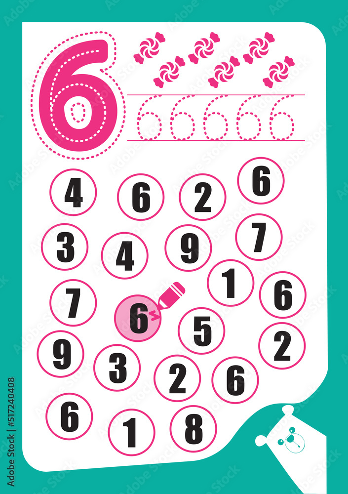 printable number worksheet handout for kindergarten design to teach ...