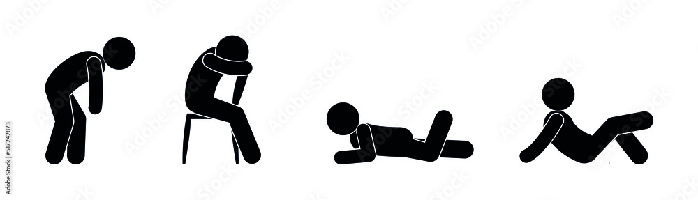 man icon, people tired, illustration resting stickman, human ...