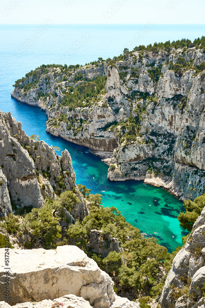 Calanque "d'En-Vau" in the Calanques National Park next to Marseilles ...