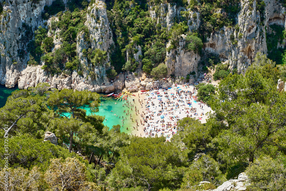 Calanque "d'En-Vau" in the Calanques National Park next to Marseilles ...