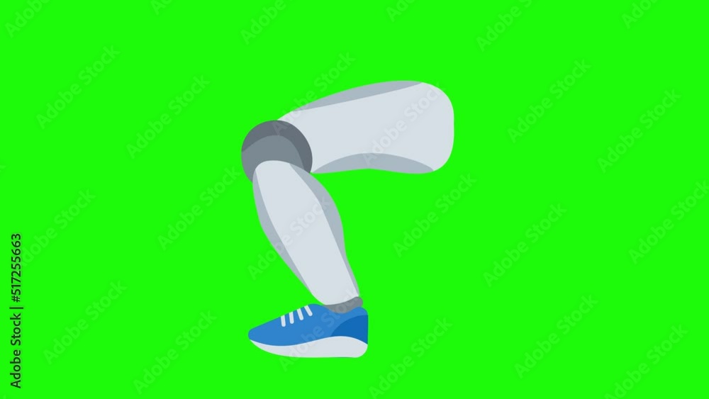 Mechanical leg on green background. Mechanical leg cartoon animation ...