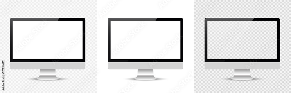 Realistic computer or Pc monitor isolated on background. Vector mockup ...