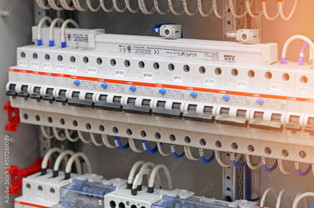 ABB current circuit breakers and voltage distribution busbars in the ...
