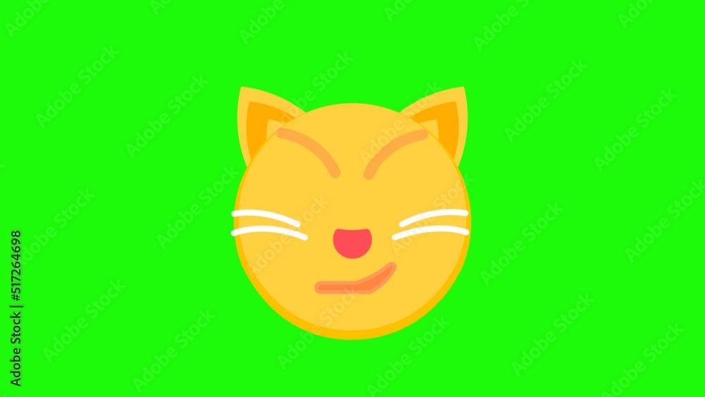 Cat with wry smile animation on a green background. Animated cat emoji ...