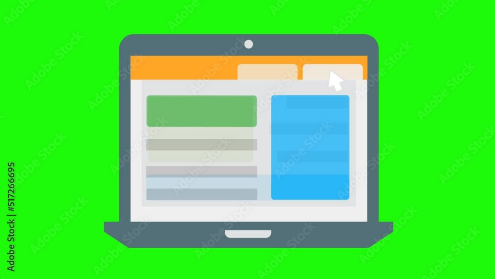 Laptop icon animation on green background. Laptop cartoon animation ...