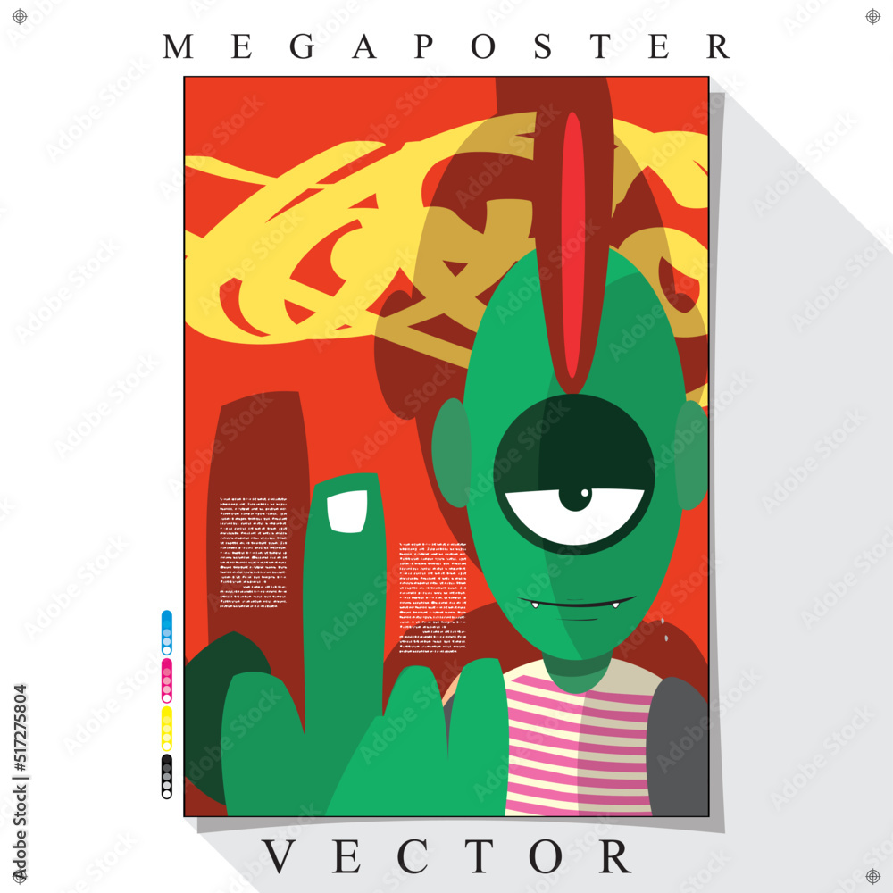 Desenho de personagens cómicos Coloridos em Vetor para Poster Stock ...