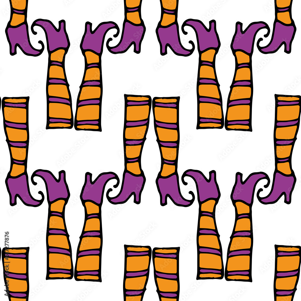 The pattern of the witch's feet. Seamless pattern, hand-drawn women's ...