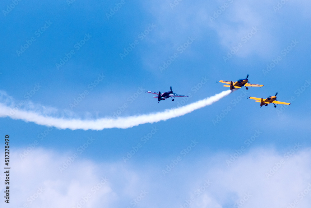 Air show planes in flight during an air show in Battle creek Michigan ...