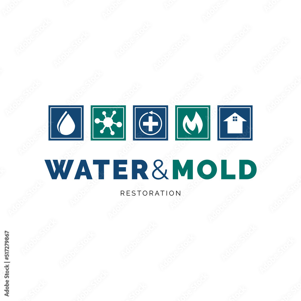 Water & mold restoration icon logo design inspiration Stock Vector ...