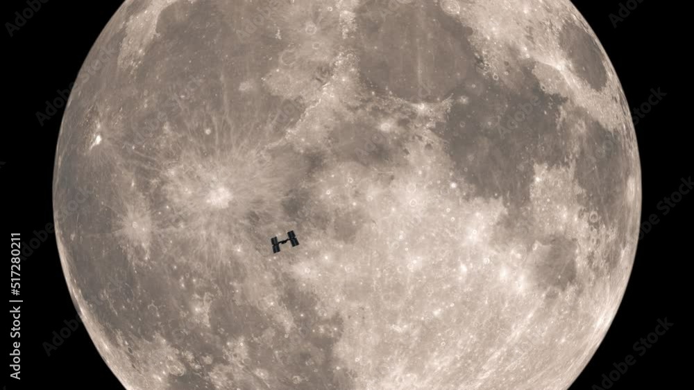 International Space Station passing in front of full moon. The ISS and ...