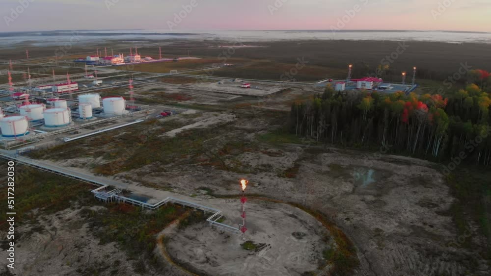 Aerial view of the oil and gas field in the northern part of the ...
