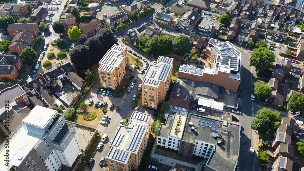 Gorgeous Aerial view of Central Luton town of England, Residential and ...