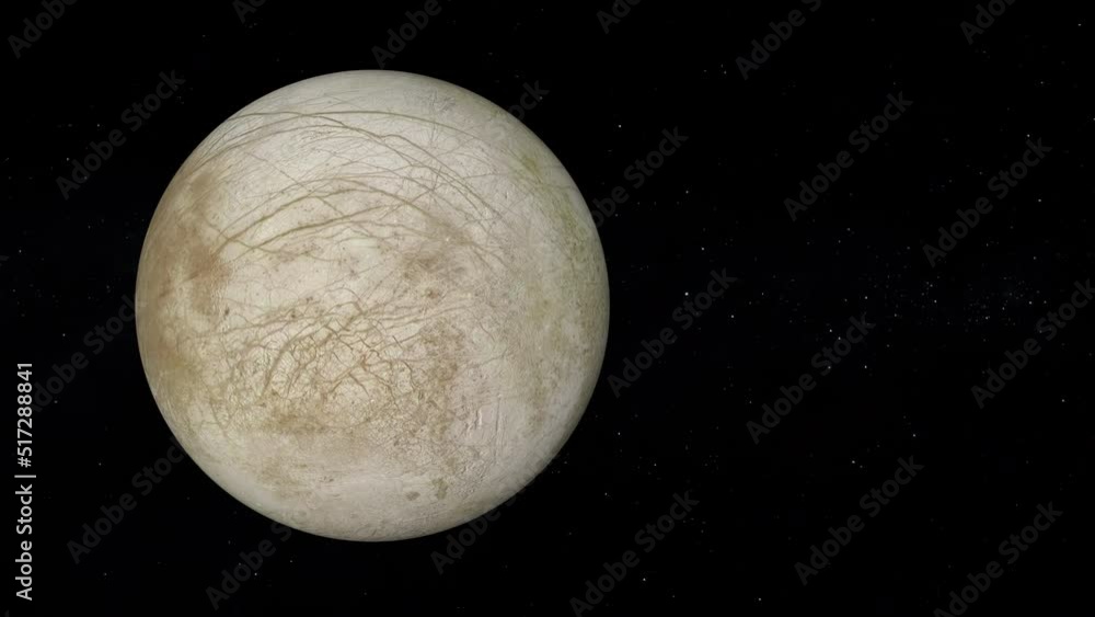 Jupiter's moon Europa with text space on the right. Ultra realistic 3D ...