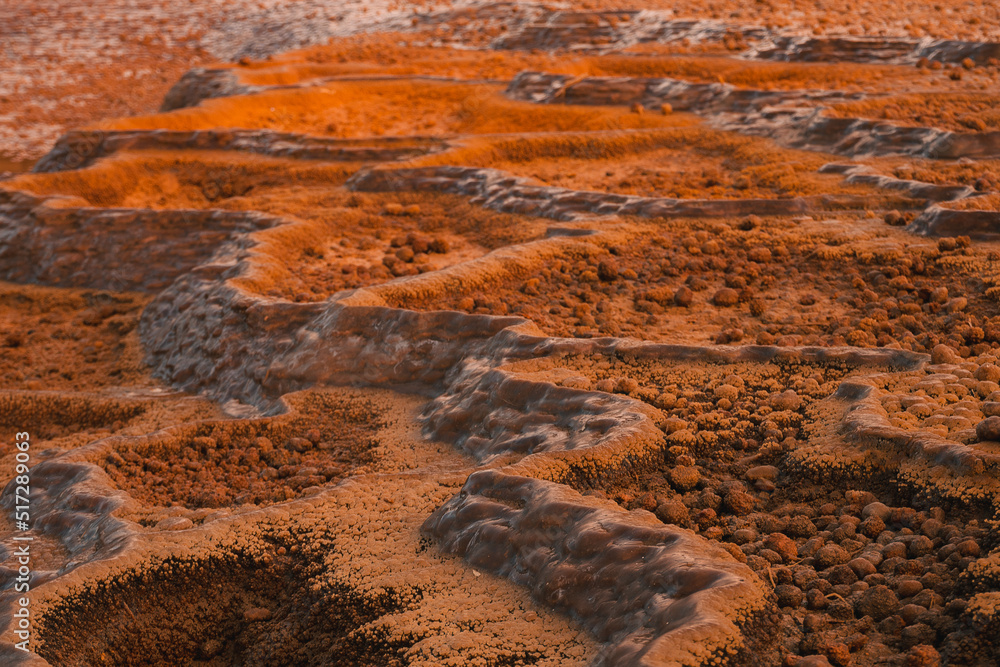 textures of the dry salt mines of the city salinas de guaranda in ...
