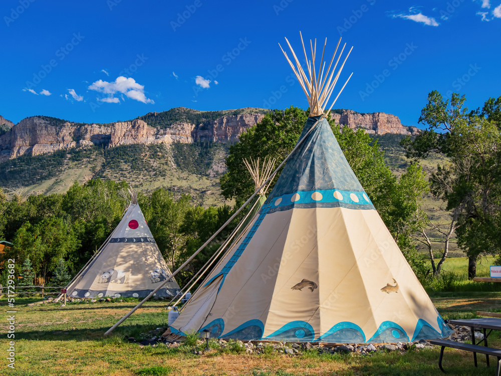 Sunny view of Tipi with beautiful landscape Stock Photo | Adobe Stock