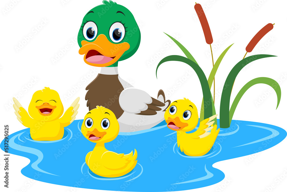 Happy Duck family cartoon isolated on white background Stock Vector ...