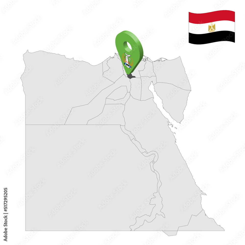 Location Monufia Governorate on map Egypt. 3d location sign similar to ...