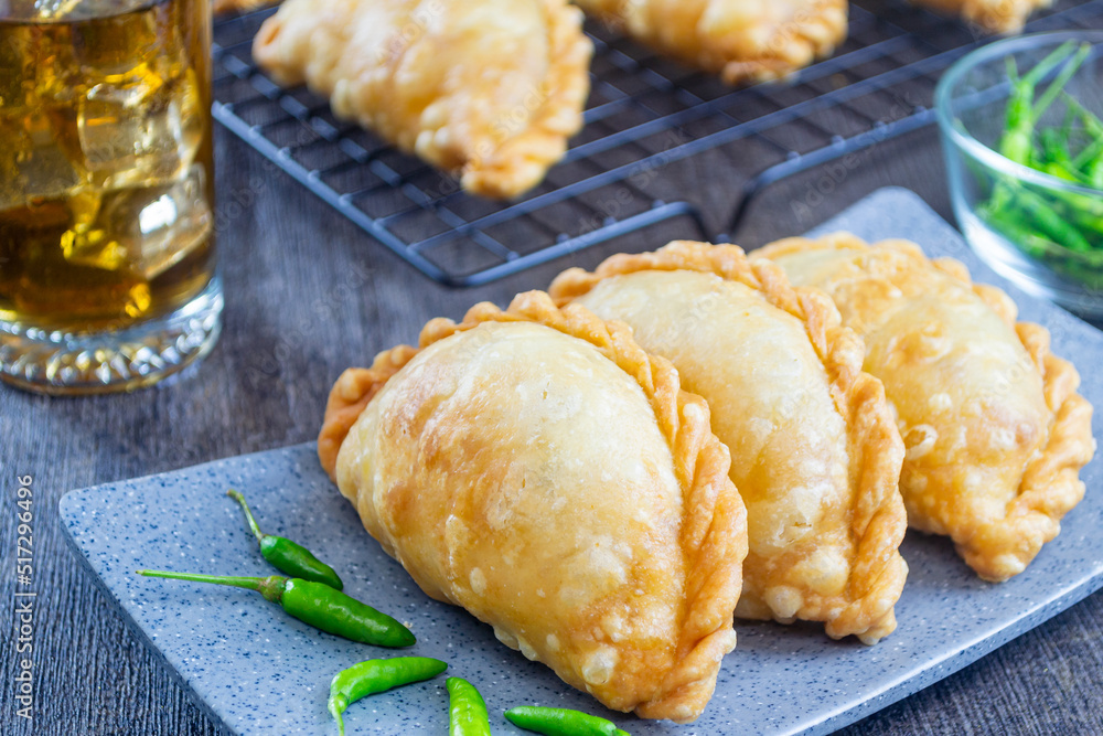 pastel goreng, a snack containing meat and vegetables cooked by frying ...