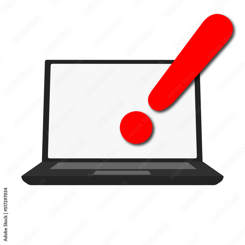 Computer monitor with exclamation mark icon Stock Illustration | Adobe ...