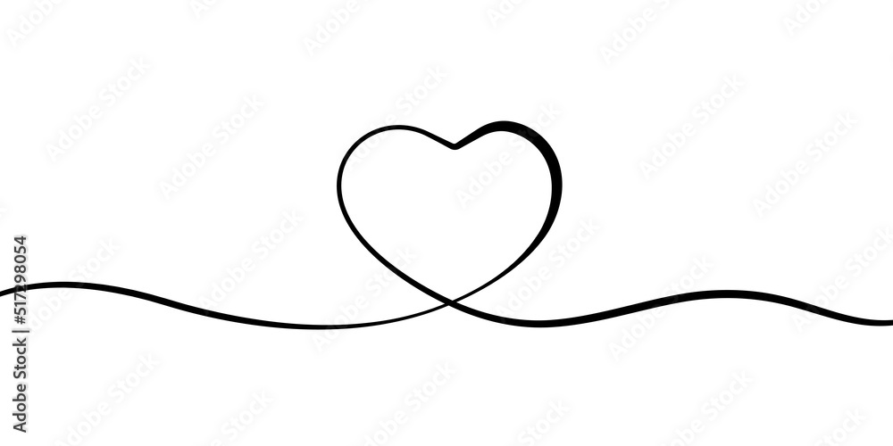 Stockvector Heart Simple Line Art Drawing. Heart Silhouette Black ...