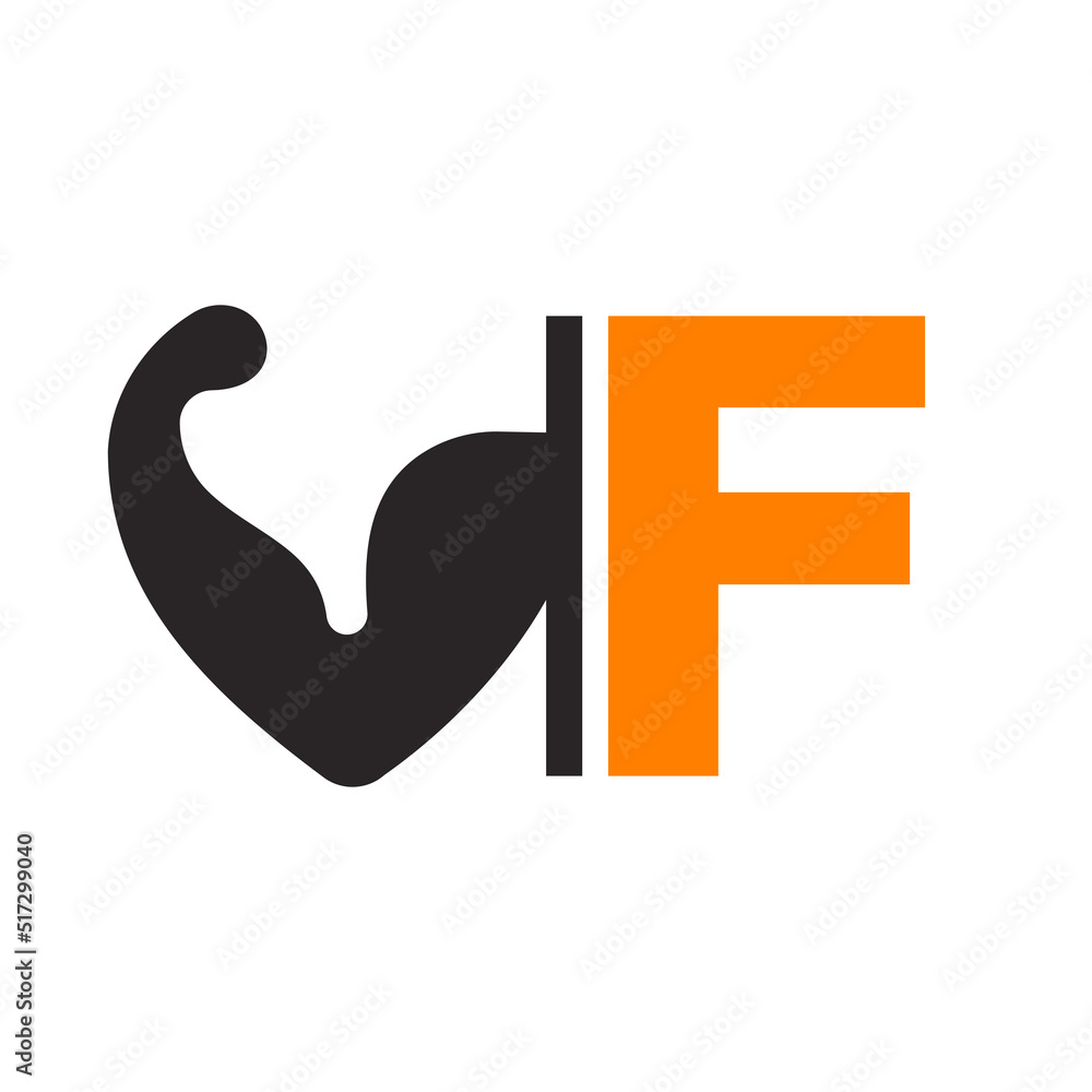Letter F Fitness Logo Design. Healthy Arm Body Builder Logo Design ...