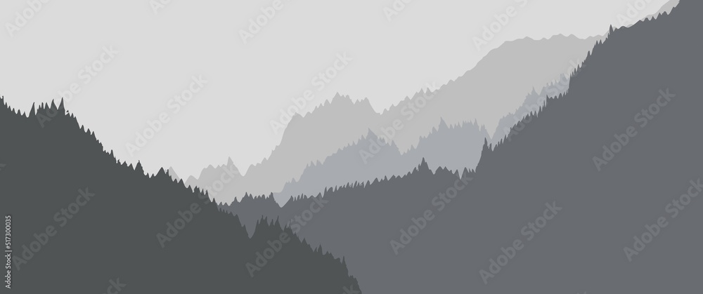 Mountain in the morning vector landscape scenery, can be used for ...