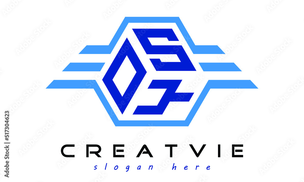 OSY three letter geometrical wings logo design vector template ...
