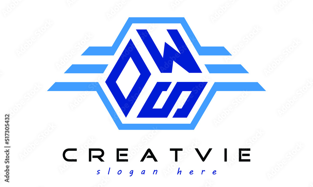 OWS three letter geometrical wings logo design vector template ...