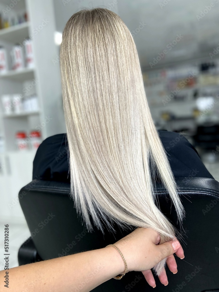 beautiful hair. hair. dyed hair. hair coloring. dyed hair in a beauty ...