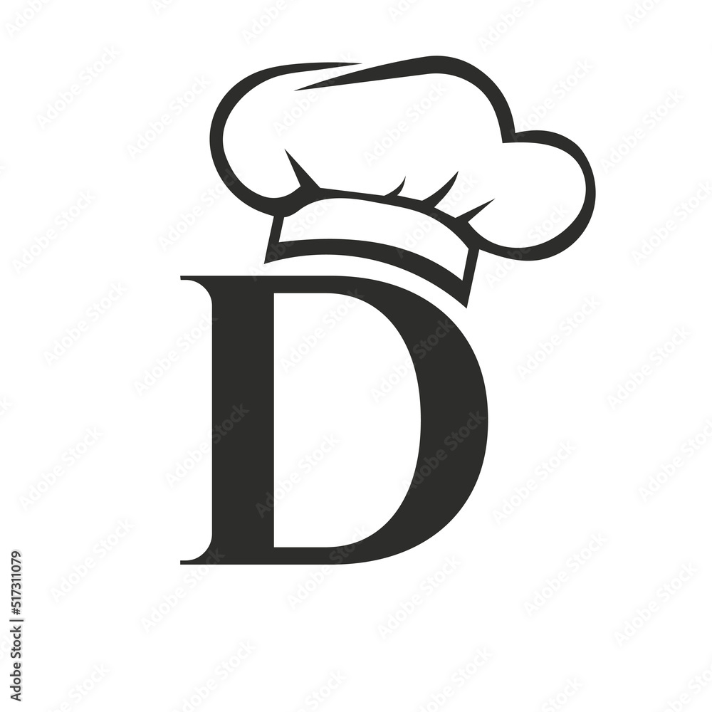 Letter D Restaurant Logo Concept with Chef Hat Vector Template ...