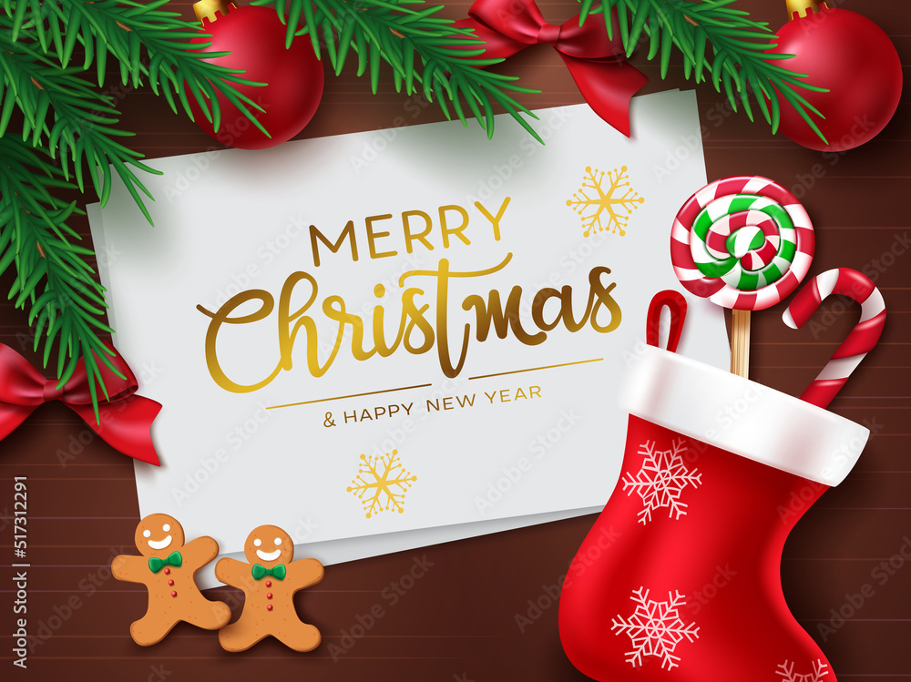 Merry christmas vector concept design. Merry christmas greeting text in ...