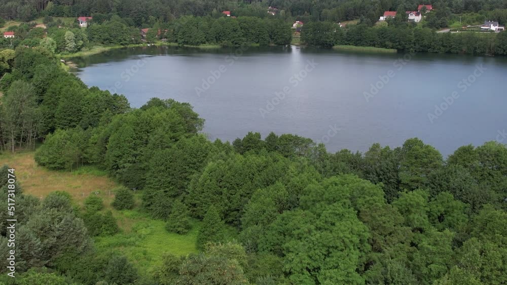Spectacular Beautiful Lake Aerial View in Poland Village. Countryside ...