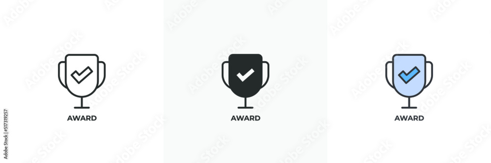 award icon. Line, solid and filled outline colorful version, outline ...