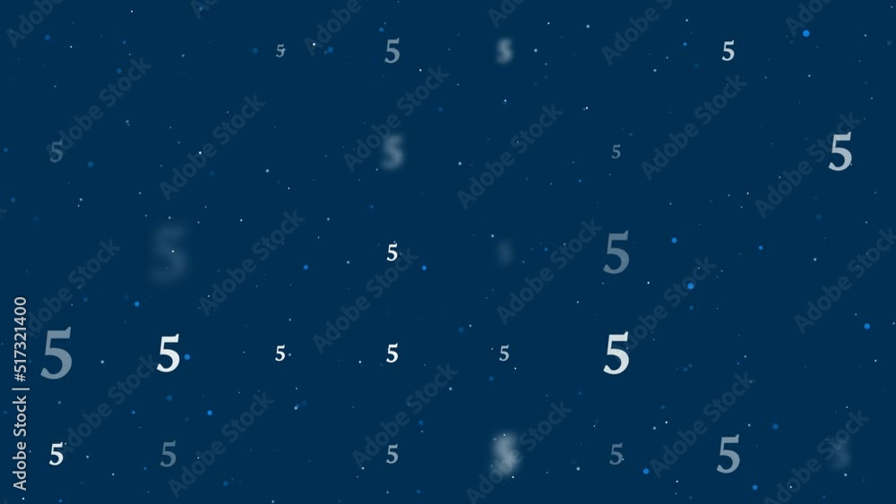 Template animation of evenly spaced number five symbols of different ...