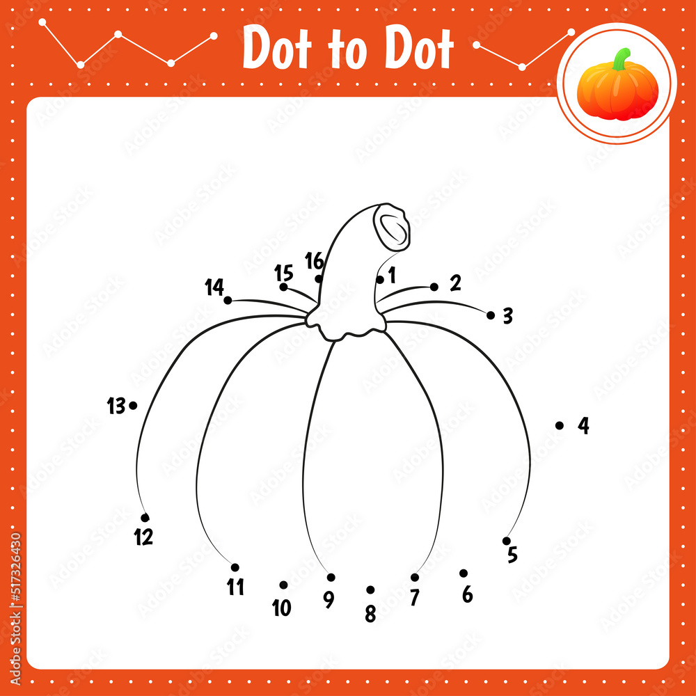 Connect the dots. Pumpkin. Dot to dot educational game. Coloring book ...