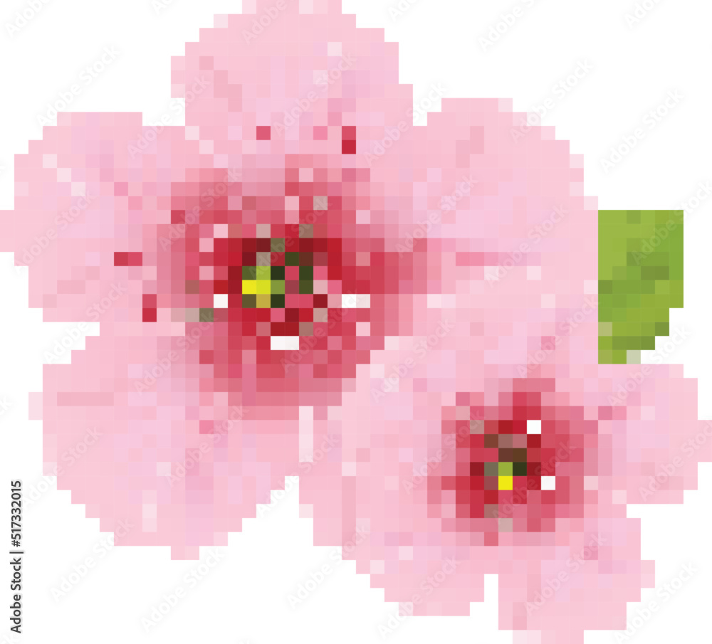 cherry blossom in pixel. vector Illustration cherry blossom in pixel ...