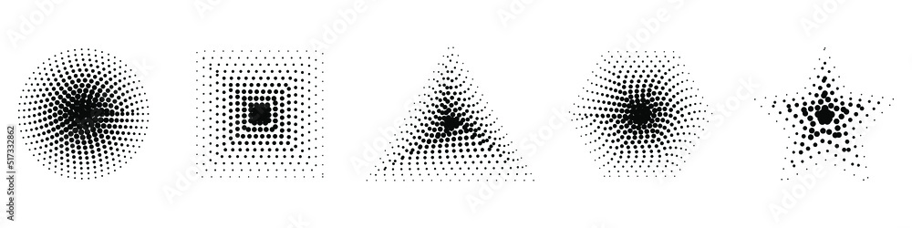 Set of halftone elements. Halftone shapes. Vector illustration ...