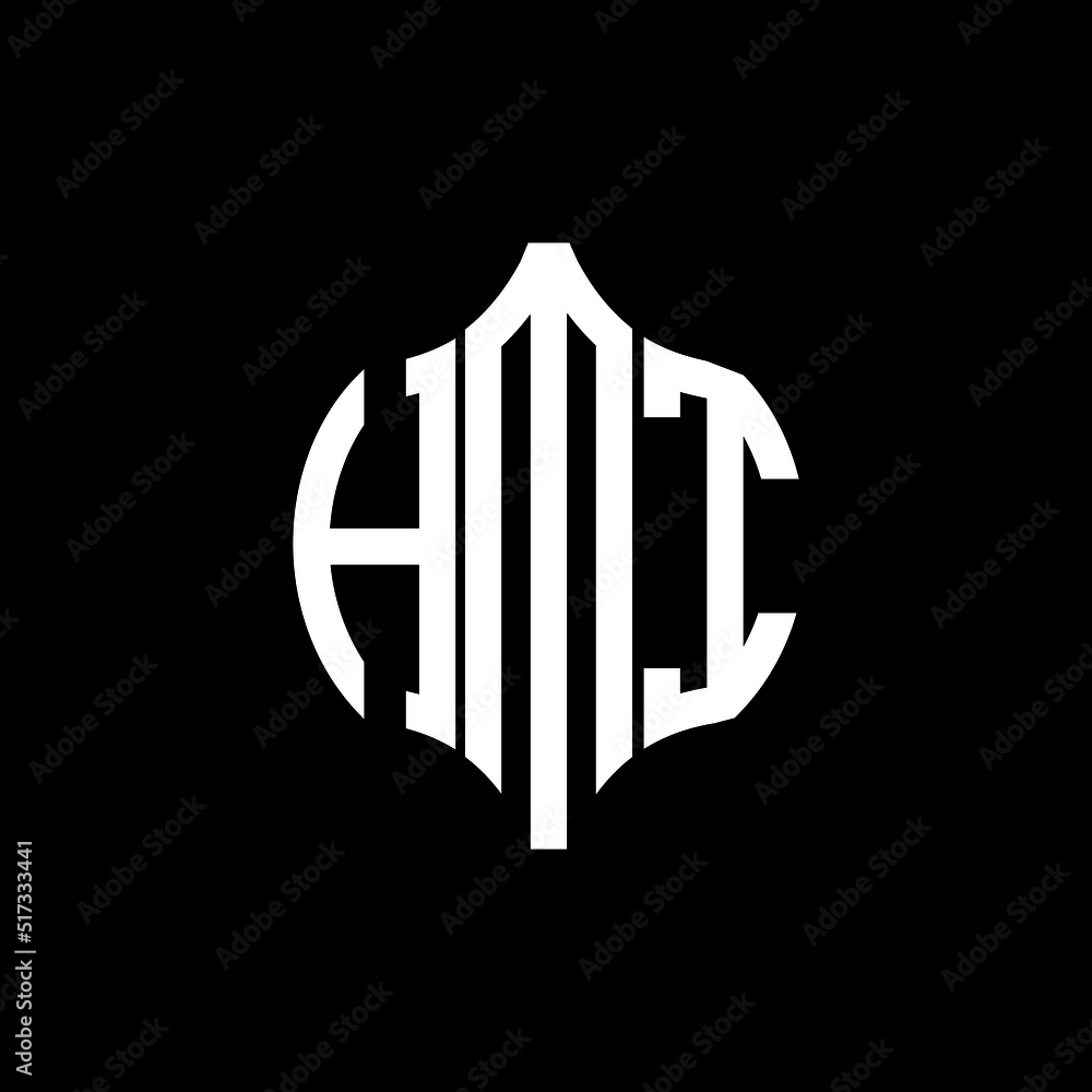 HMI letter logo. HMI best black background vector image. HMI Monogram ...