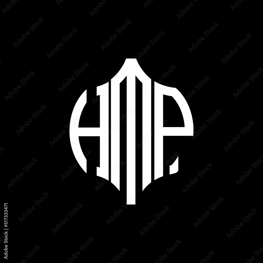 HMP letter logo. HMP best black background vector image. HMP Monogram ...