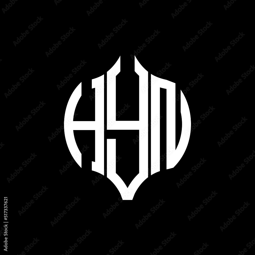 HYN letter logo. HYN best black background vector image. HYN Monogram ...