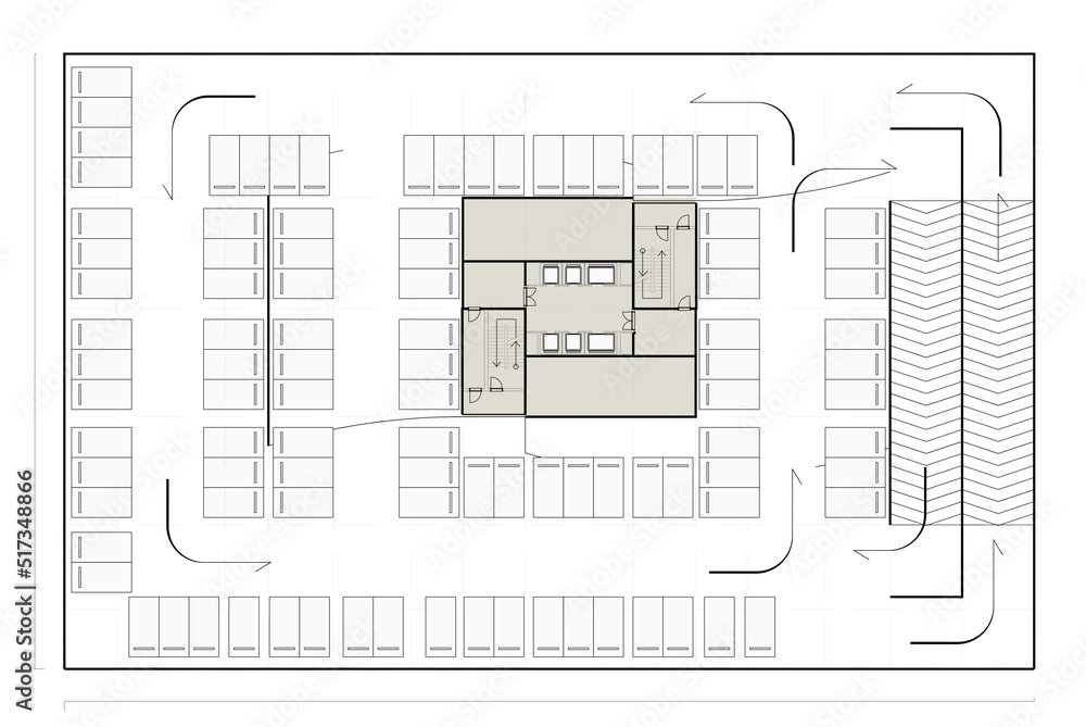 Stock-illustrationen 2d conceptual architectural drawing of a closed ...