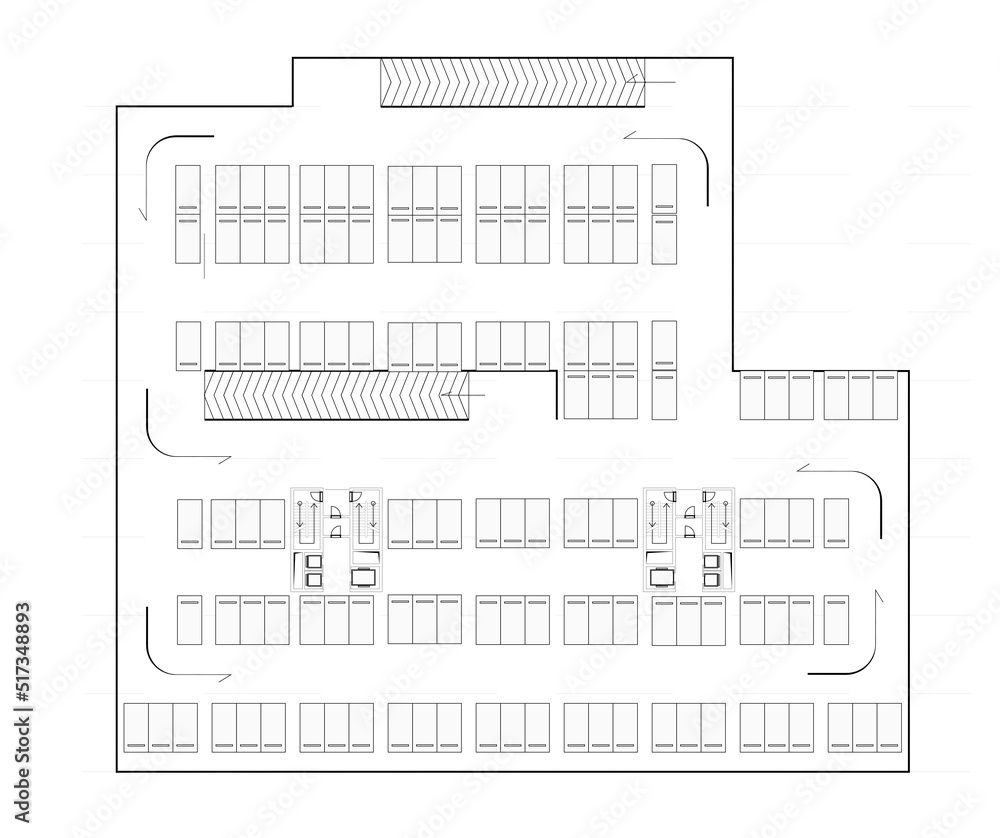 ภาพประกอบสต็อก 2d conceptual architectural drawing of a closed parking ...
