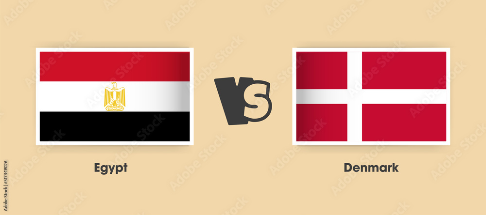 Egypt vs Denmark flags placed side by side. Creative stylish national ...